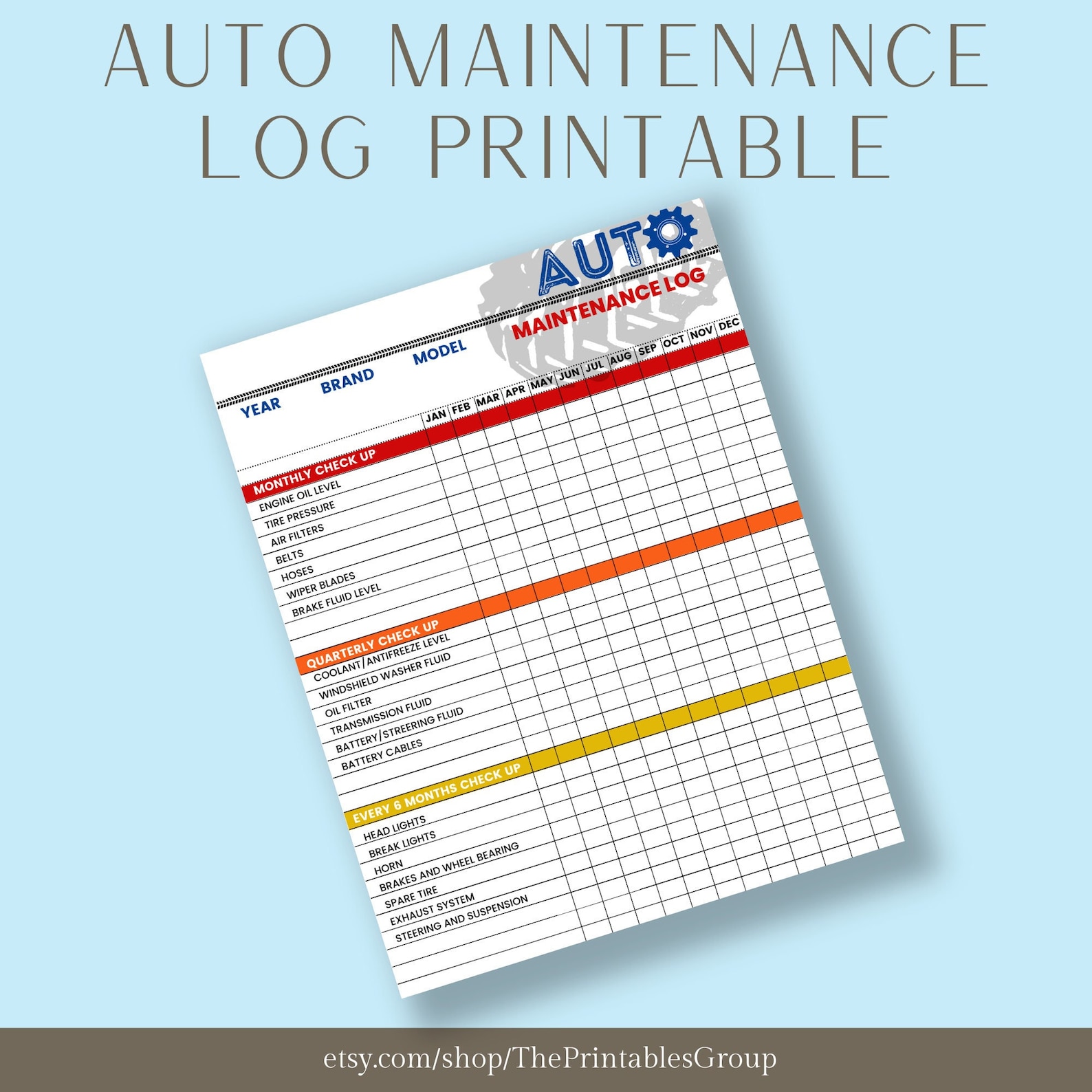 Auto Maintenance Log Printable, Vehicle Maintenance Log PDF, Car ...