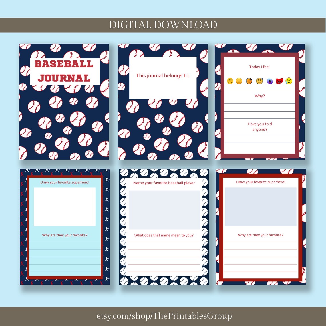 Kids Baseball Journal Printable | Sports Planner for Child Athletes ...
