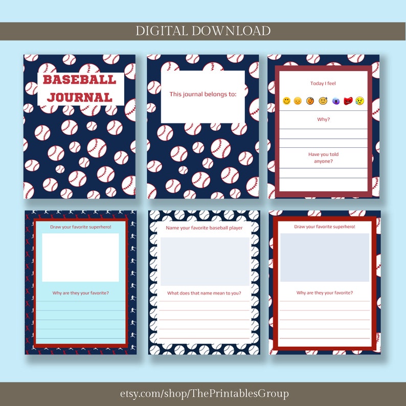 Kids Baseball Journal Printable | Sports Planner for Child Athletes ...