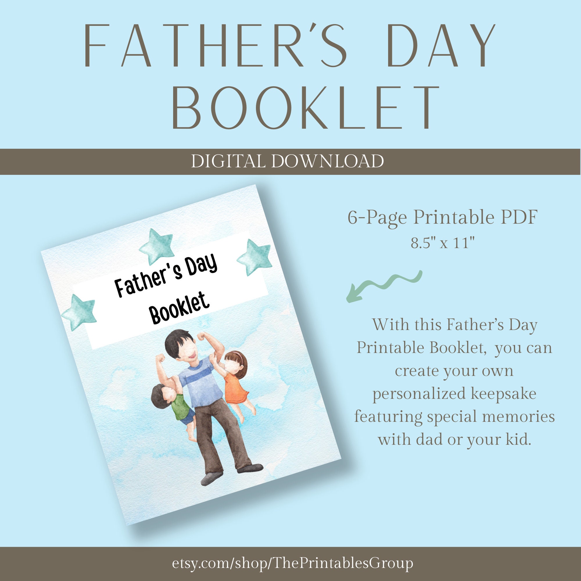 Father’s Day Booklet Printable, Fathers Day Keepsake Book, All About ...