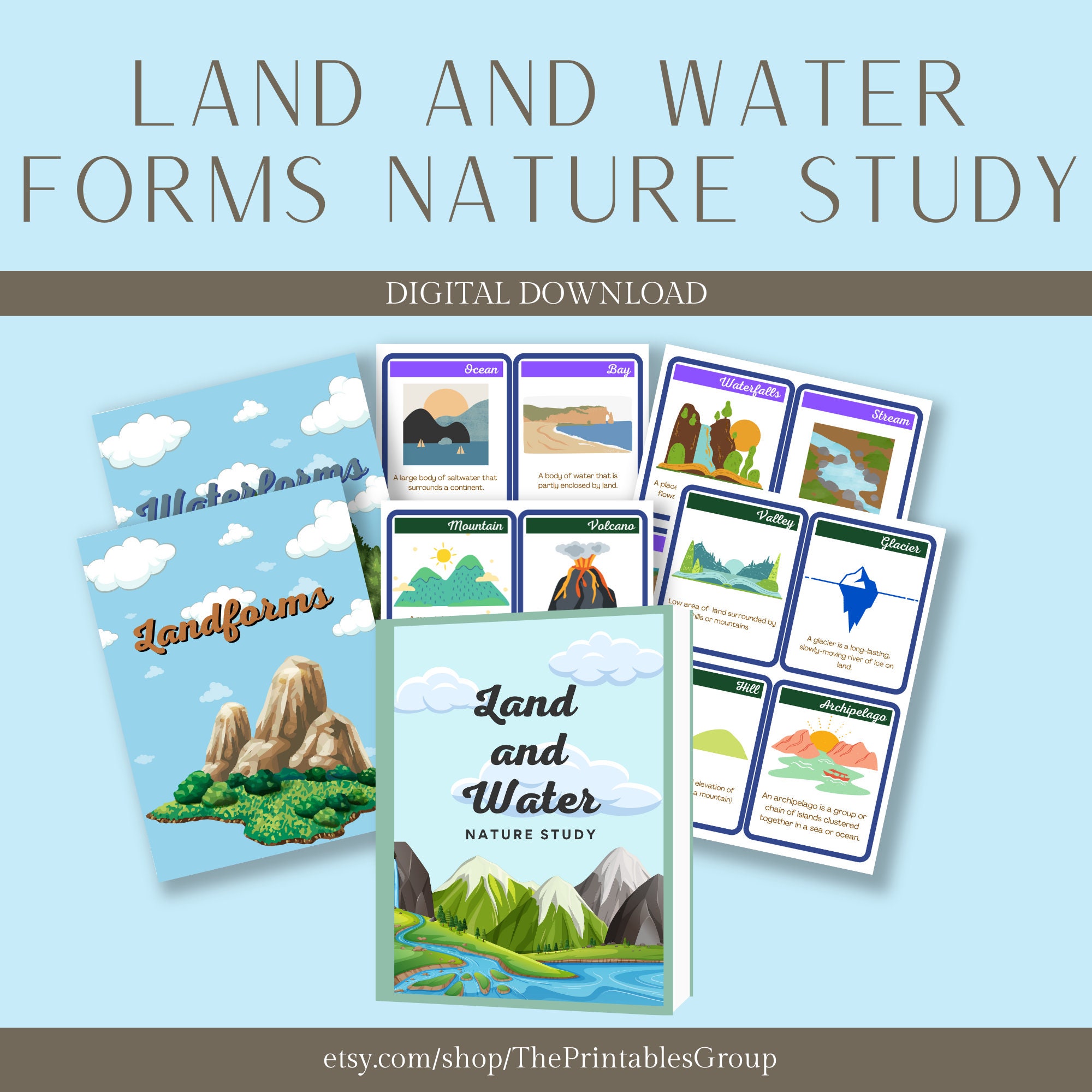 Land and Water Nature Study Printable | Landforms and Bodies of Water ...
