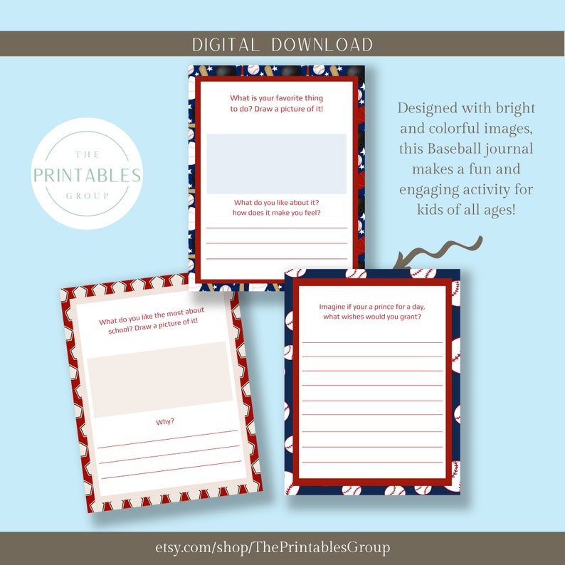 Kids Baseball Journal Printable | Sports Planner for Child Athletes ...