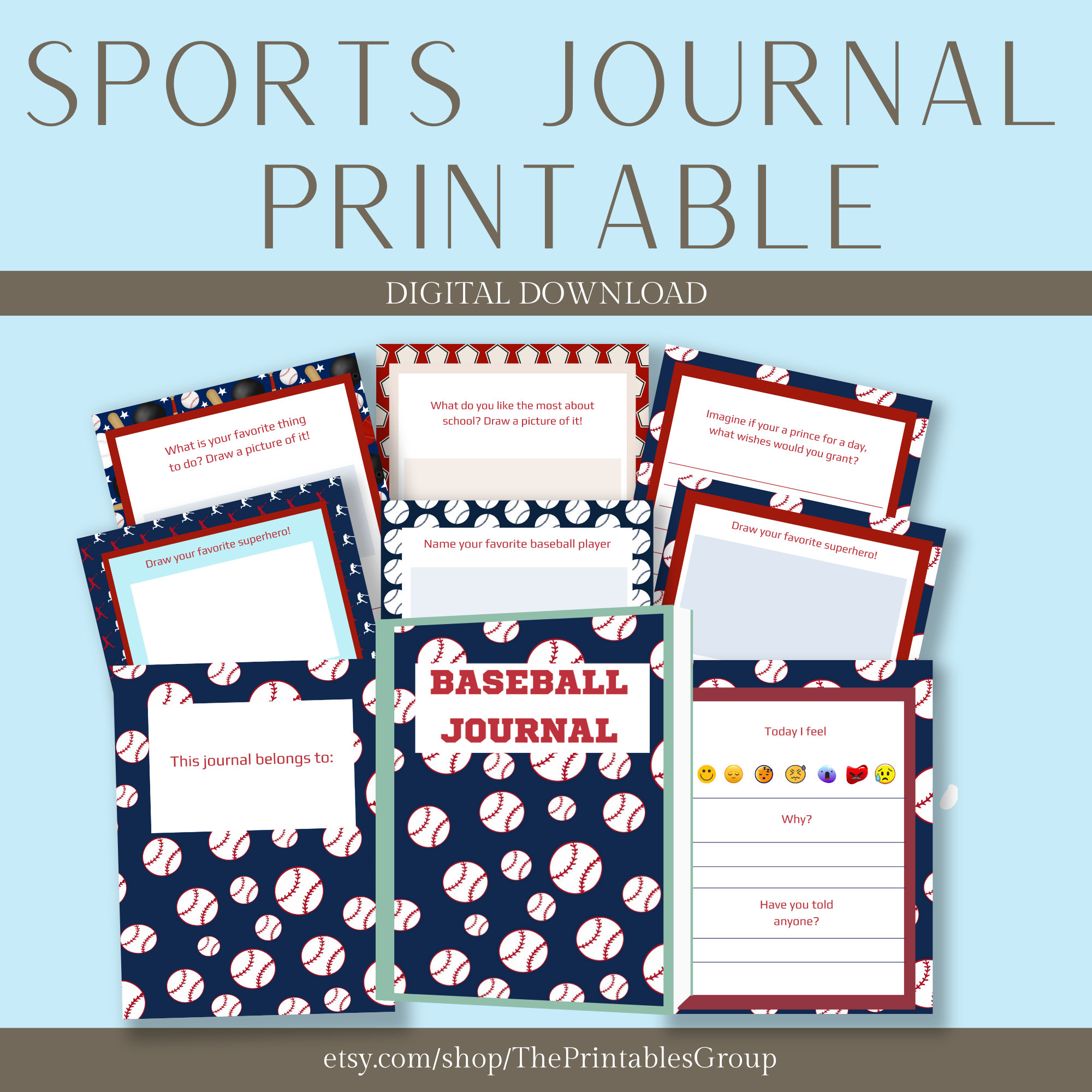 Kids Baseball Journal Printable | Sports Planner for Child Athletes ...