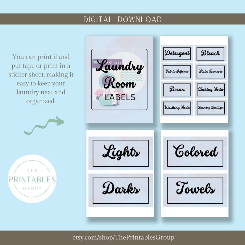 Laundry Schedule and Laundry Room Labels Printable Bundle | Laundry ...