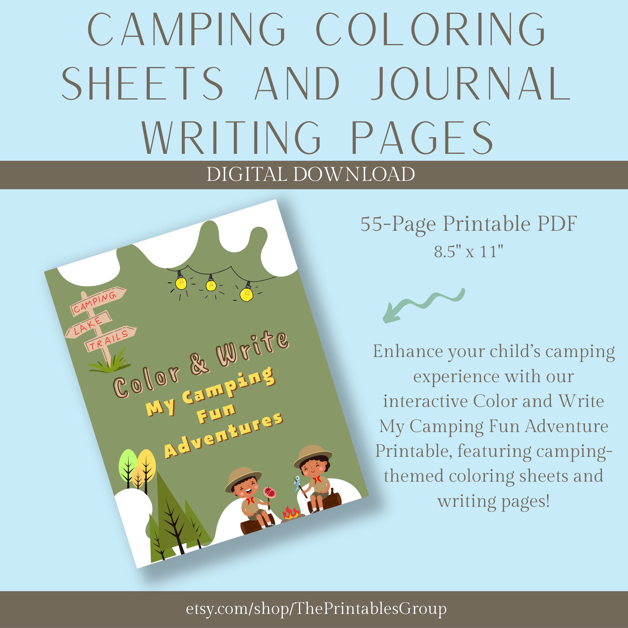 Camping Adventure Coloring Sheets for Kids Printable Camping Journal ...