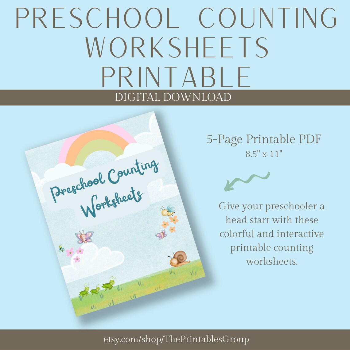 Preschool Counting Worksheets Printable Number Recognition Cards ...