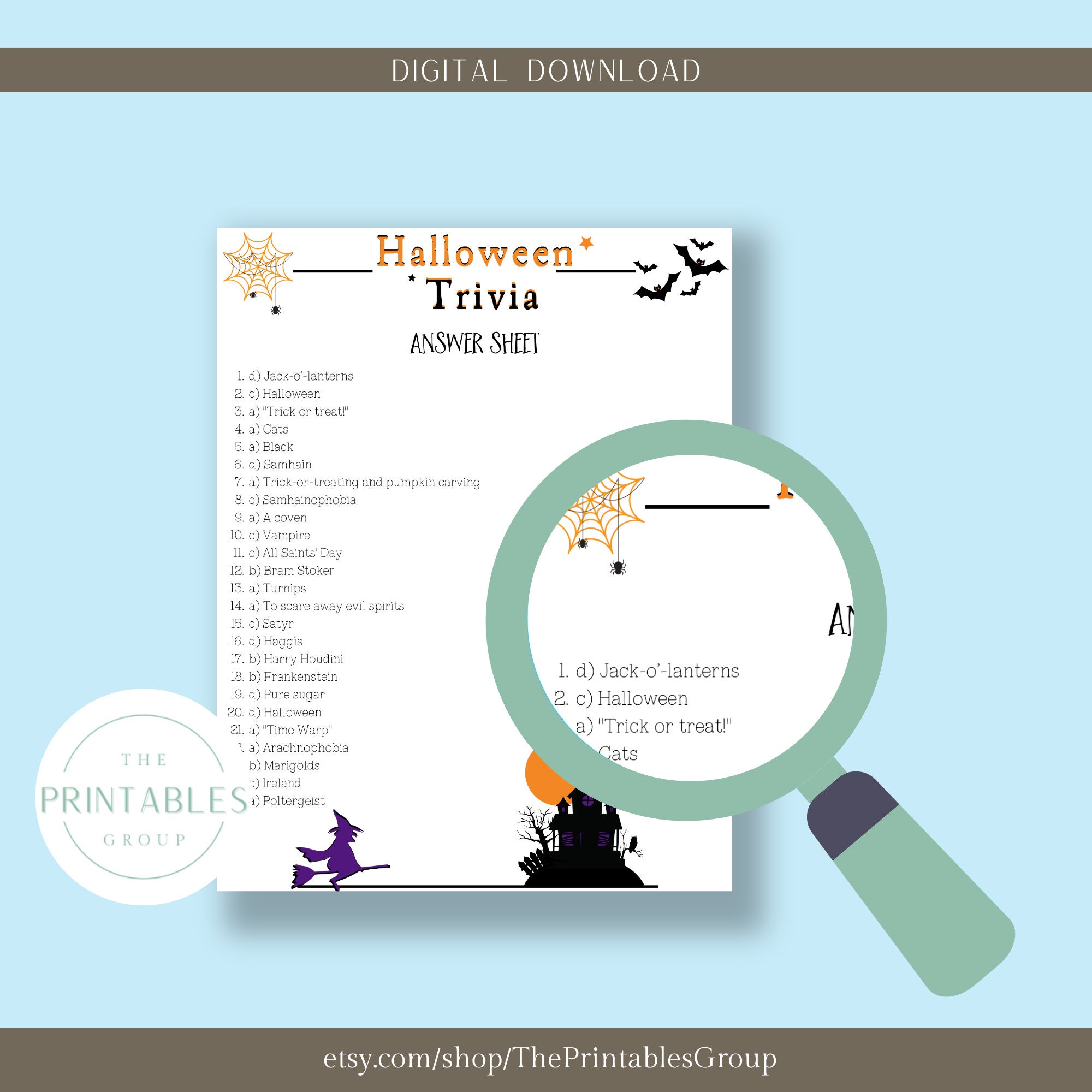 Halloween Trivia Game Printable, Halloween Party Games, Adult Game ...
