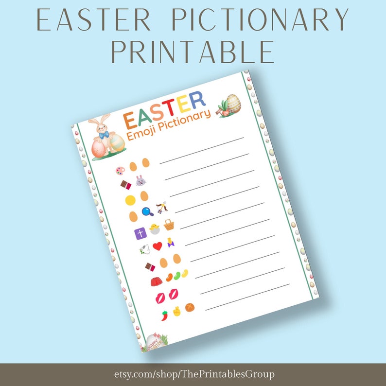 Easter Pictionary Printable, Easter Holiday Emoji Pictionary Game, Fun ...