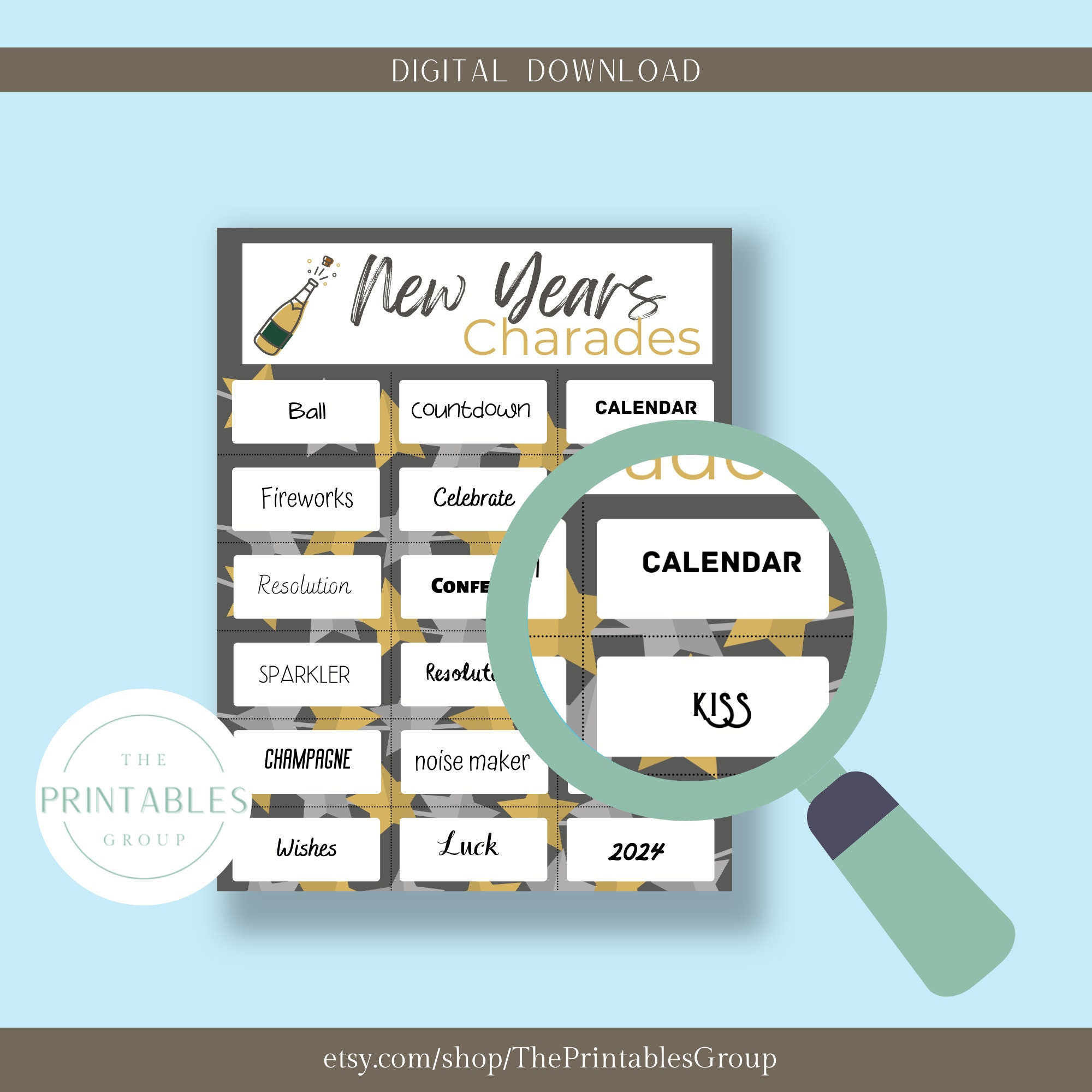 New Years Eve Charades Printable, NYE Charades Game, New Year Party ...