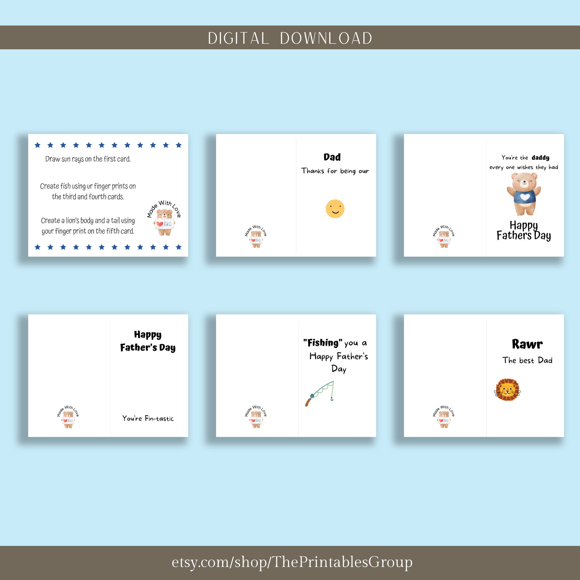 10 Things I Love About Dad and Fathers Day Cards Printable Bundle ...