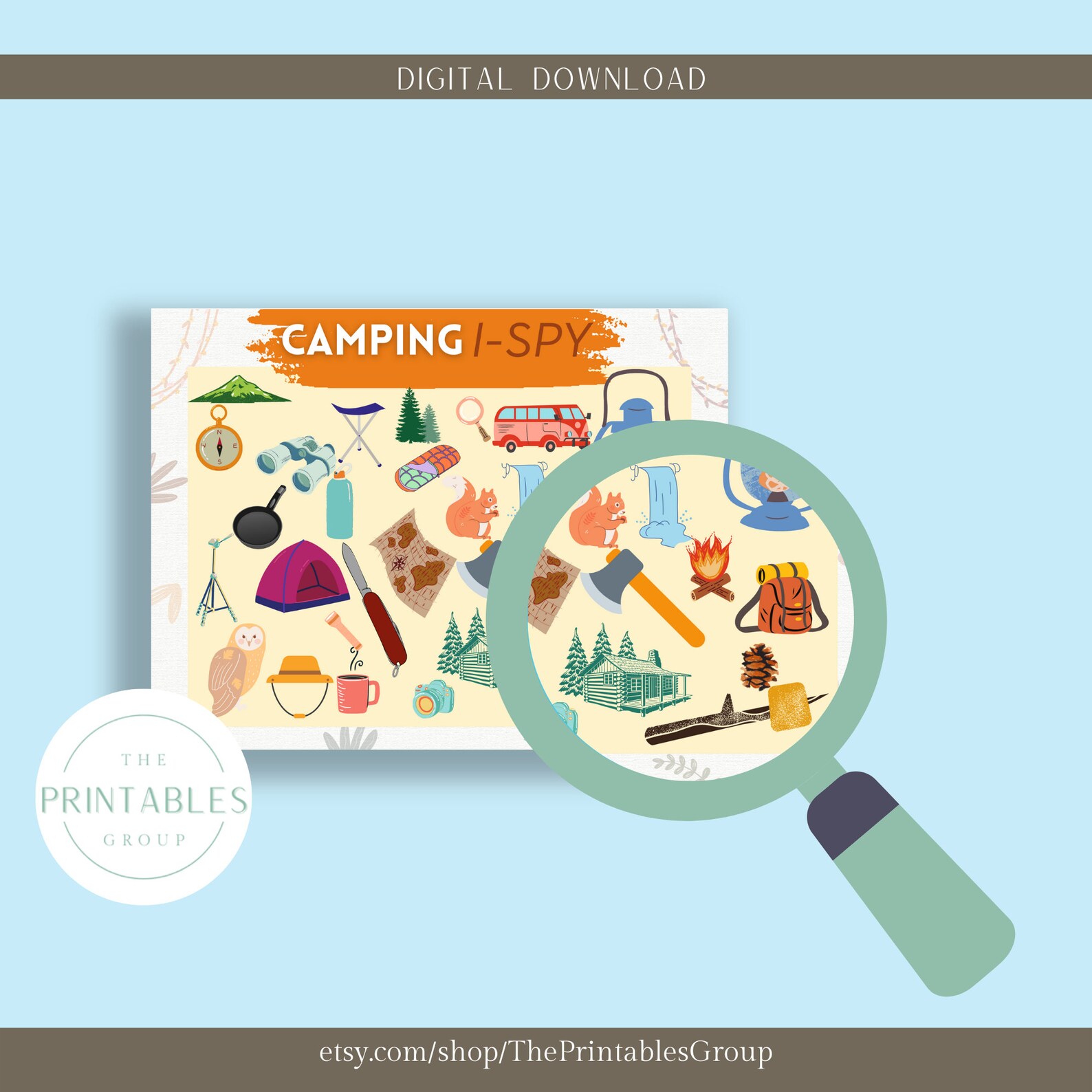 Camping I Spy Scavenger Hunt Printable, Camping Printable Games ...