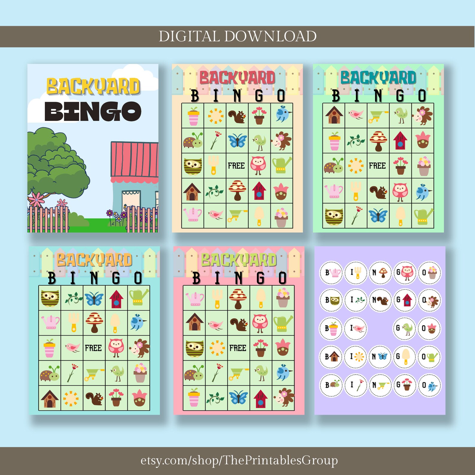Backyard Bingo Printable, Outdoor Game for Kids, Bingo Cards Printable ...