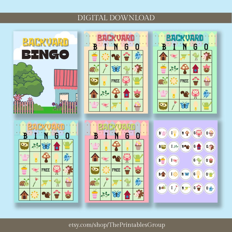 Backyard Bingo Printable, Outdoor Game for Kids, Bingo Cards Printable, Bingo With Pictures ...
