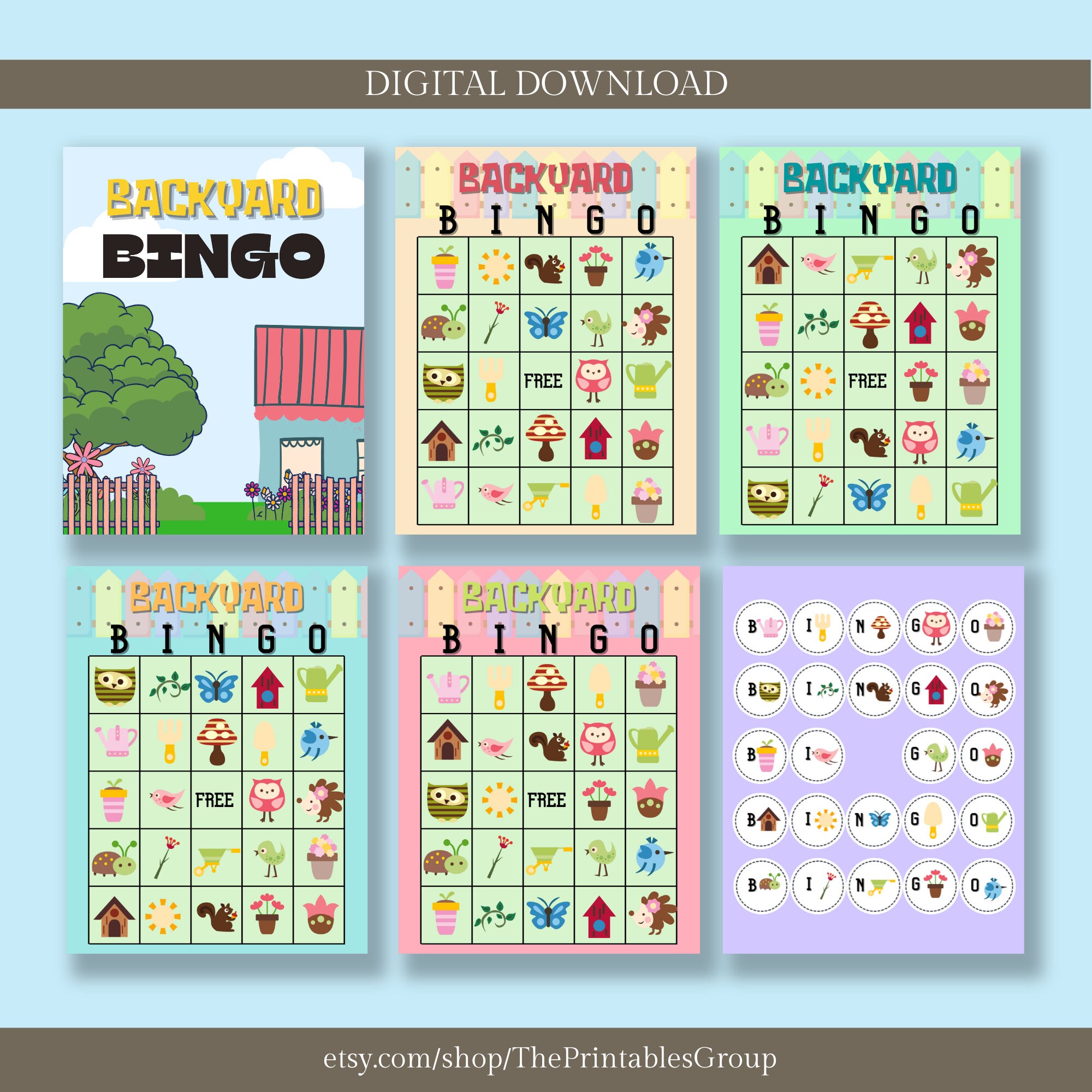 Backyard Bingo Printable, Outdoor Game for Kids, Bingo Cards Printable ...
