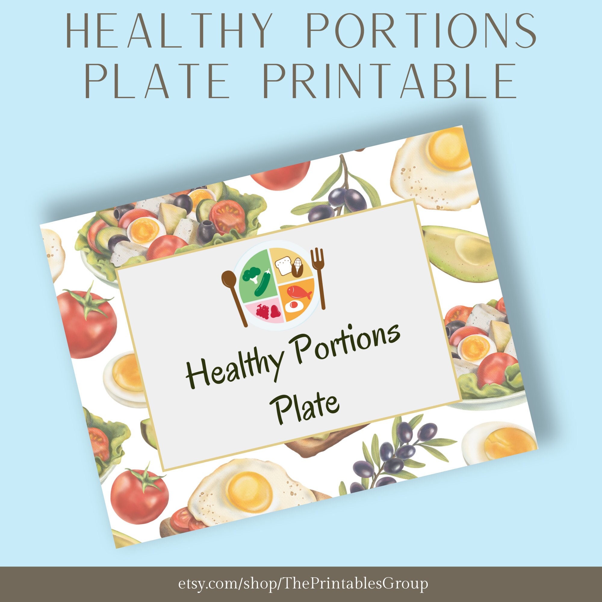 Healthy Portions Plate Printable | Healthy Eating Tracker | Healthy ...