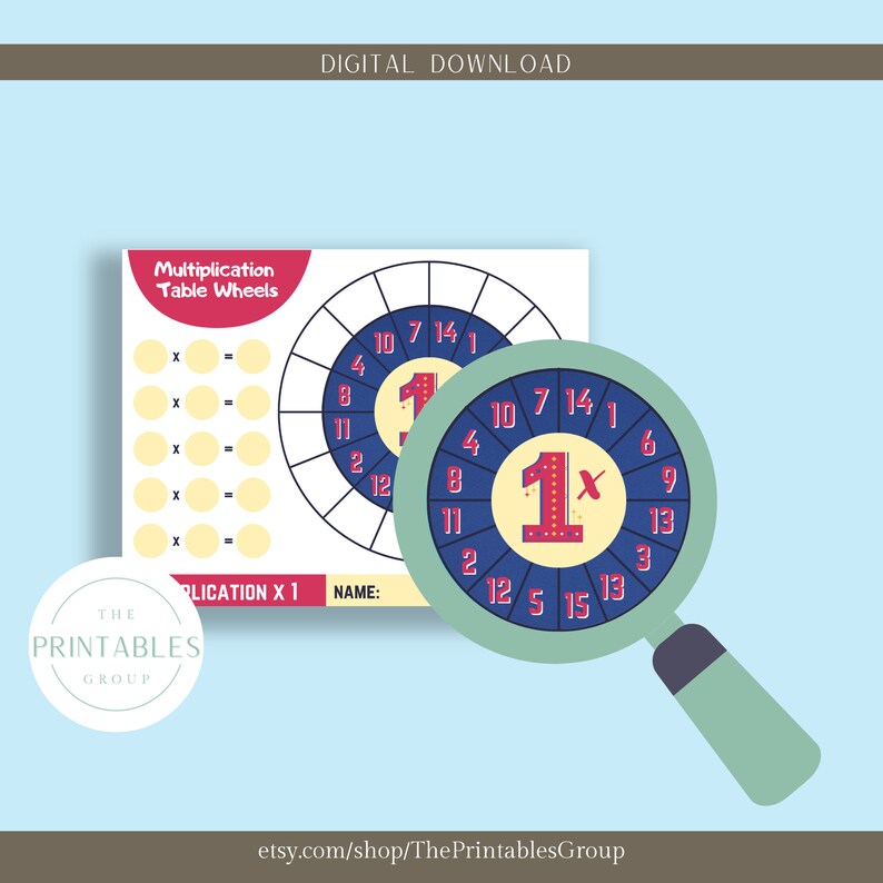 Multiplication Table Wheels Printable Times Table 1 10 Etsy Canada