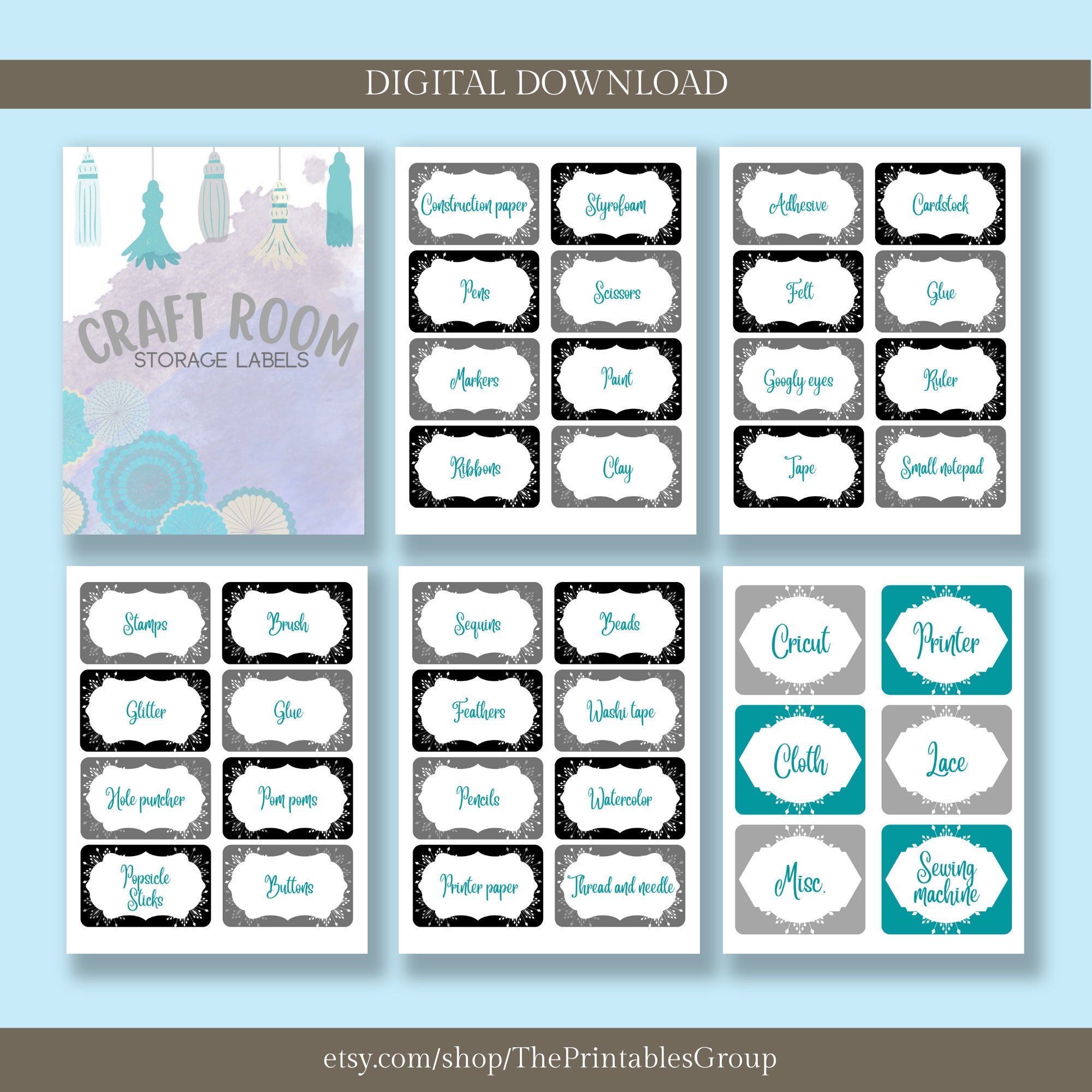 Craft Room Storage Labels Printable, Organization Labels for Craft ...