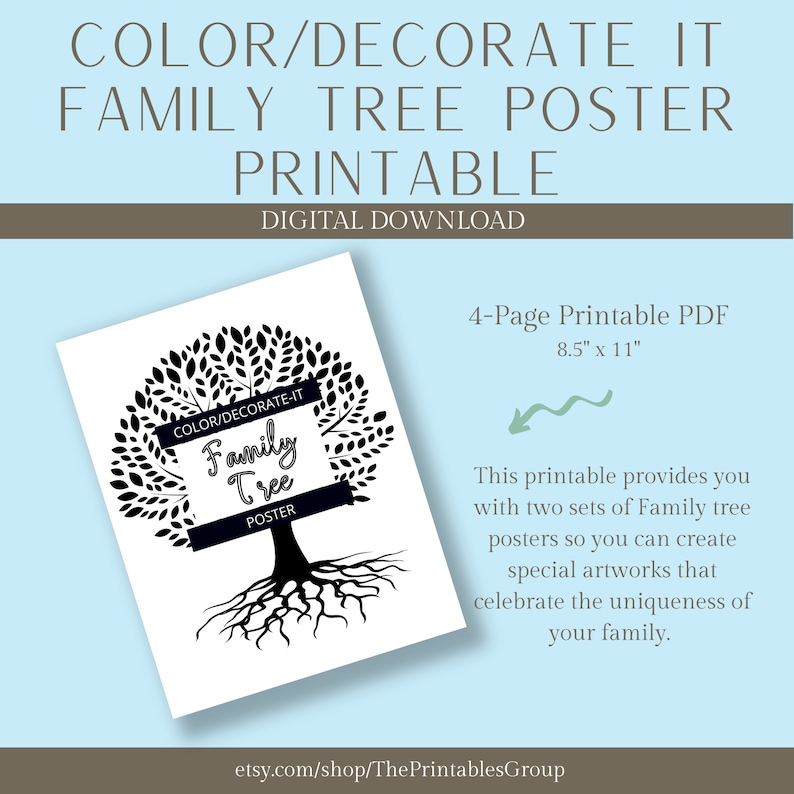 Family Tree Poster Printable | Genealogy Chart Coloring Pages ...