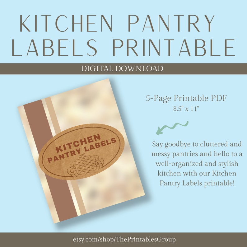 Kitchen Pantry Labels Printable | Food, Spices & Drinks Labels | Pantry ...