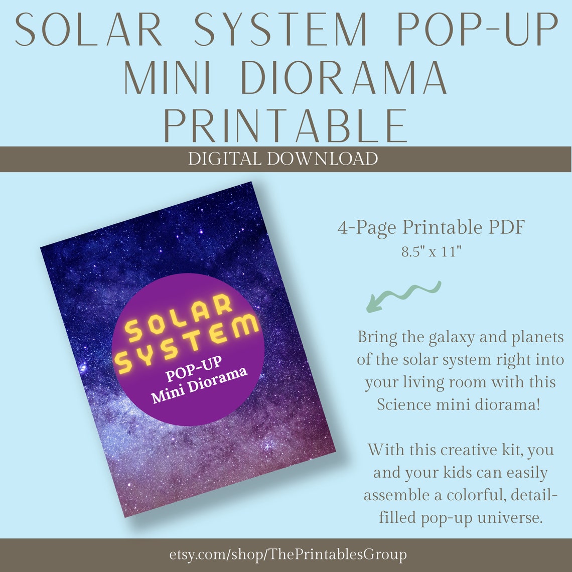 Solar System Pop-up Mini Diorama Printable Science Craft Popup Diorama ...