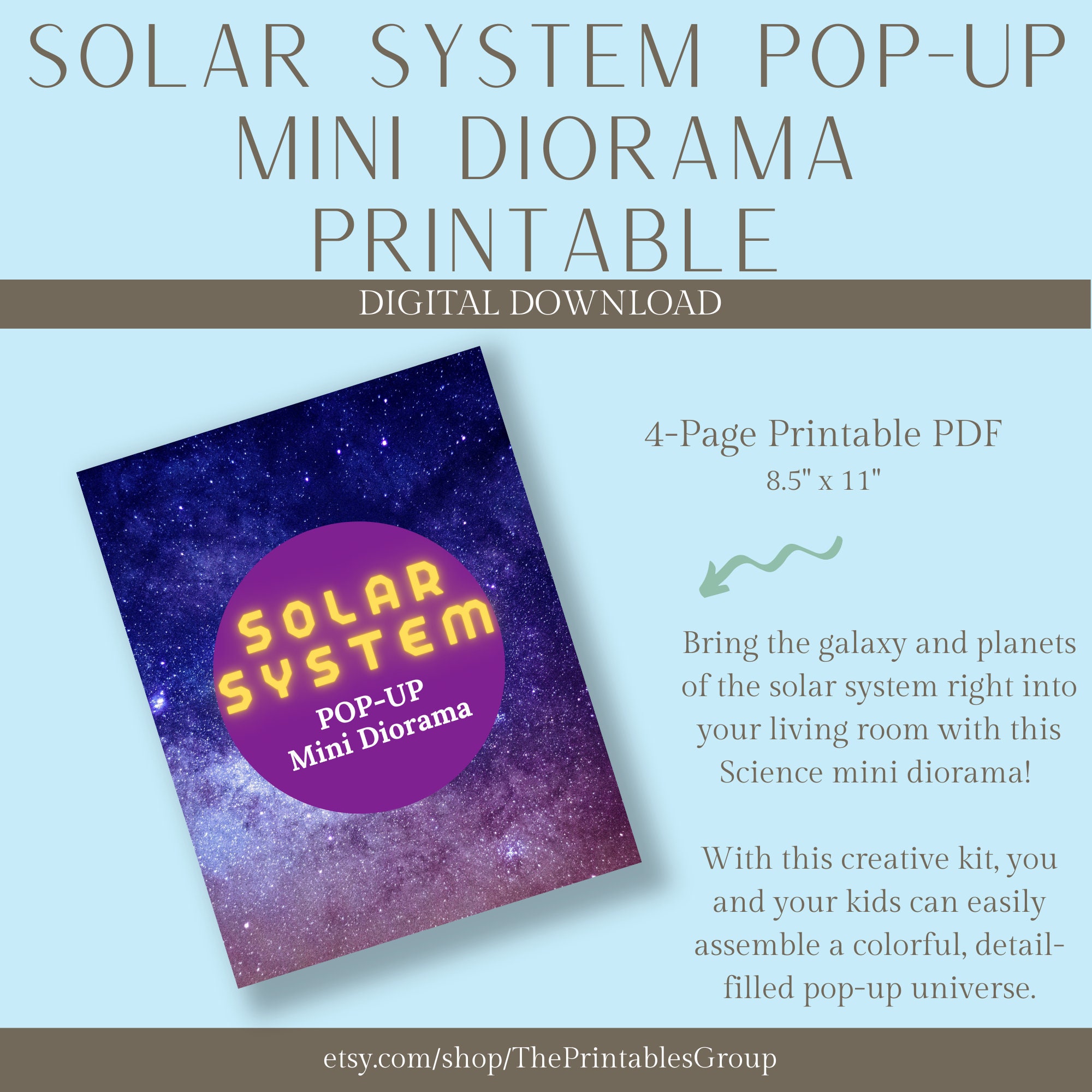 Solar System Pop-up Mini Diorama Printable | Science Craft Popup ...