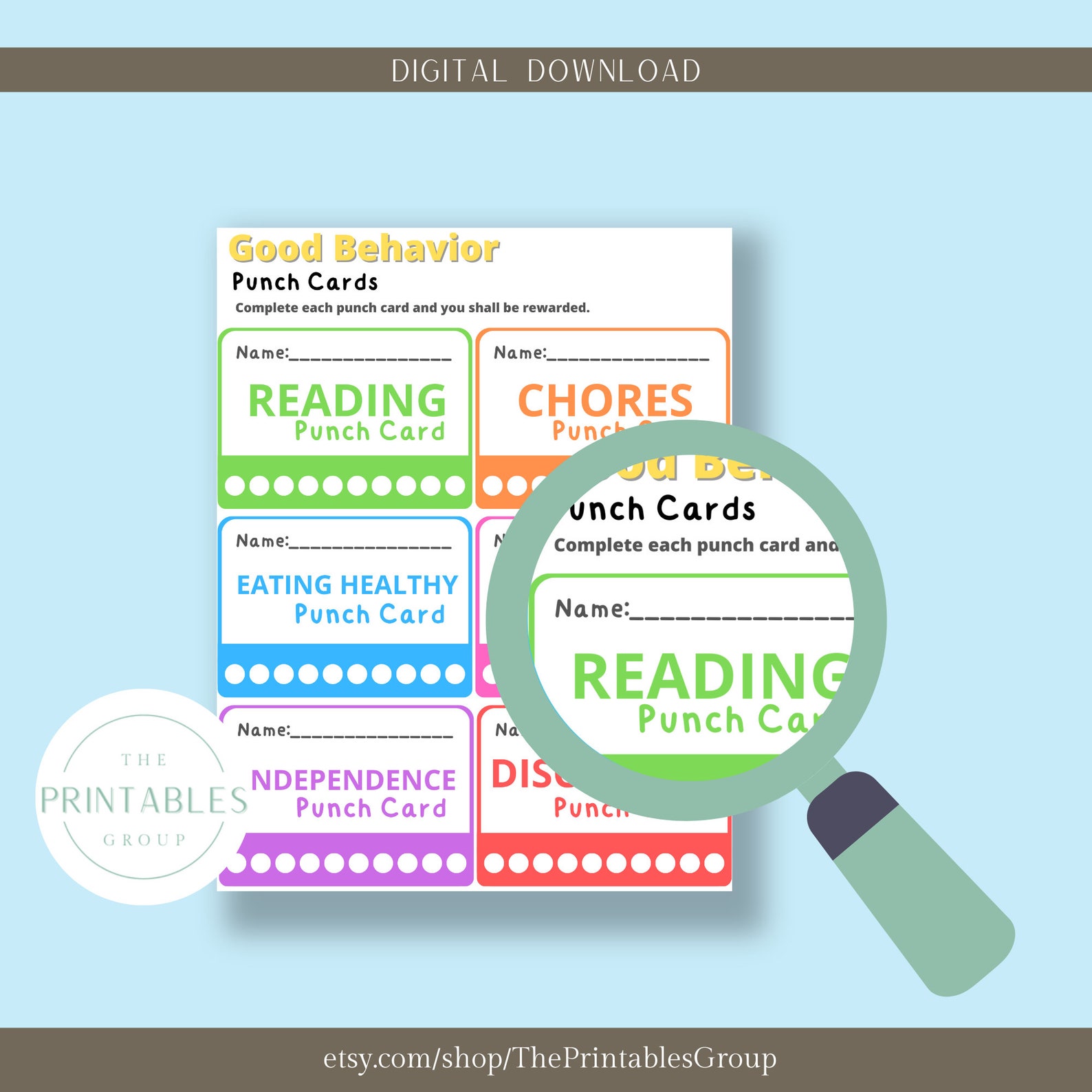 Good Behavior Punch Card Printable, Printable Behavior Tracker, Punch ...