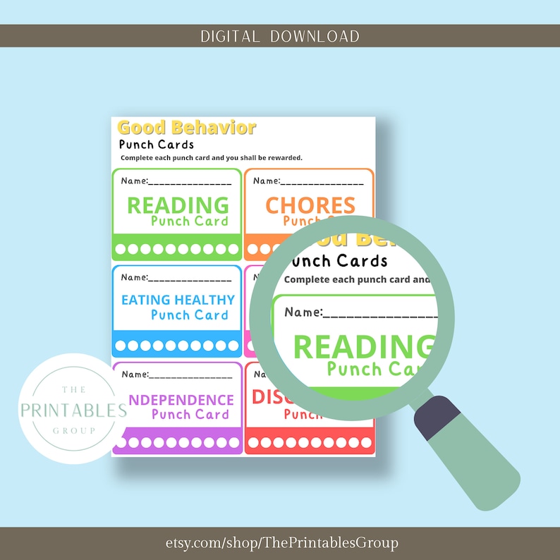Good Behavior Punch Card Printable, Printable Behavior Tracker, Punch ...