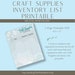 Craft Supplies Inventory List Printable, Craft Business Inventory Sheet ...