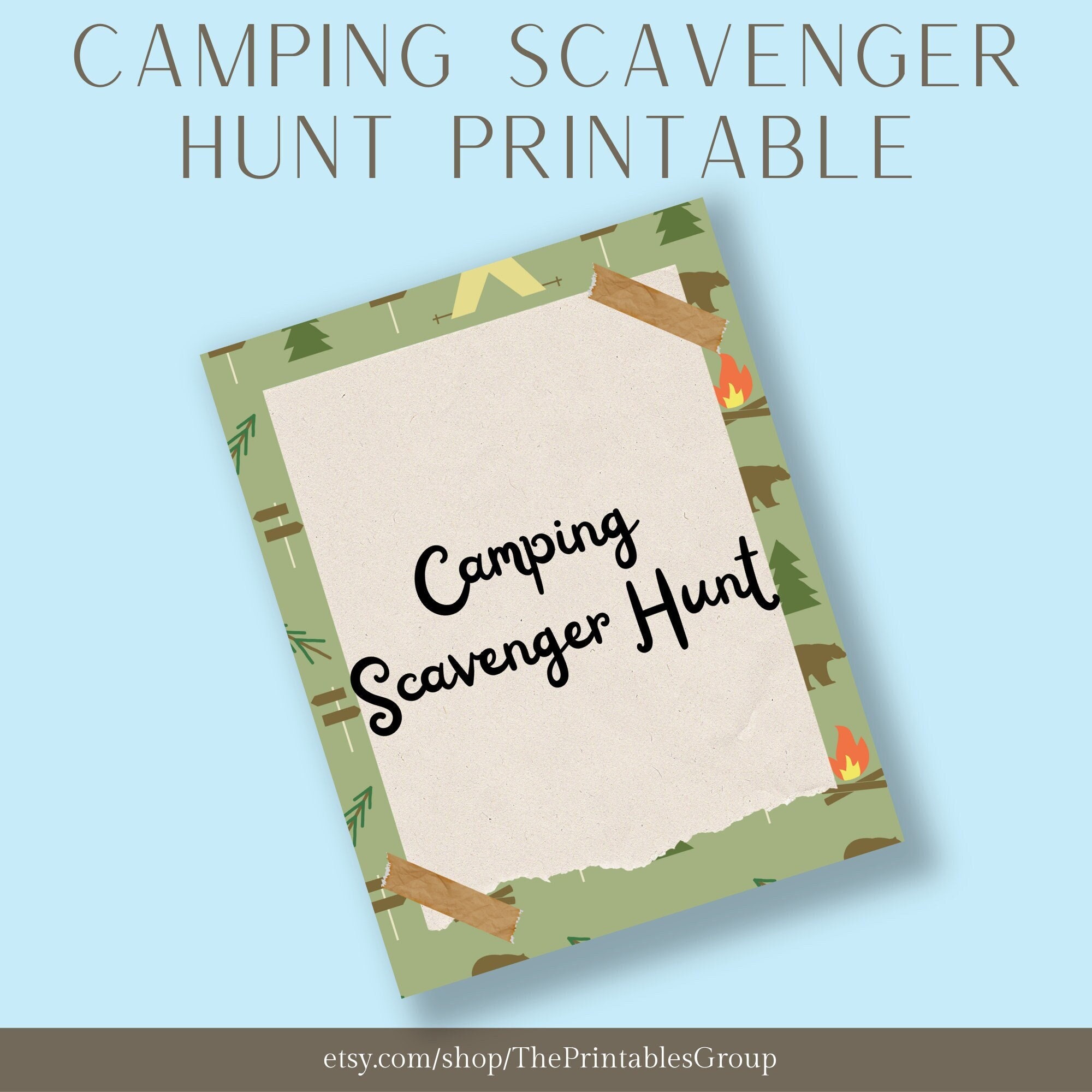 Camping Scavenger Hunt Printable, Nature-themed Family Games, Fun ...