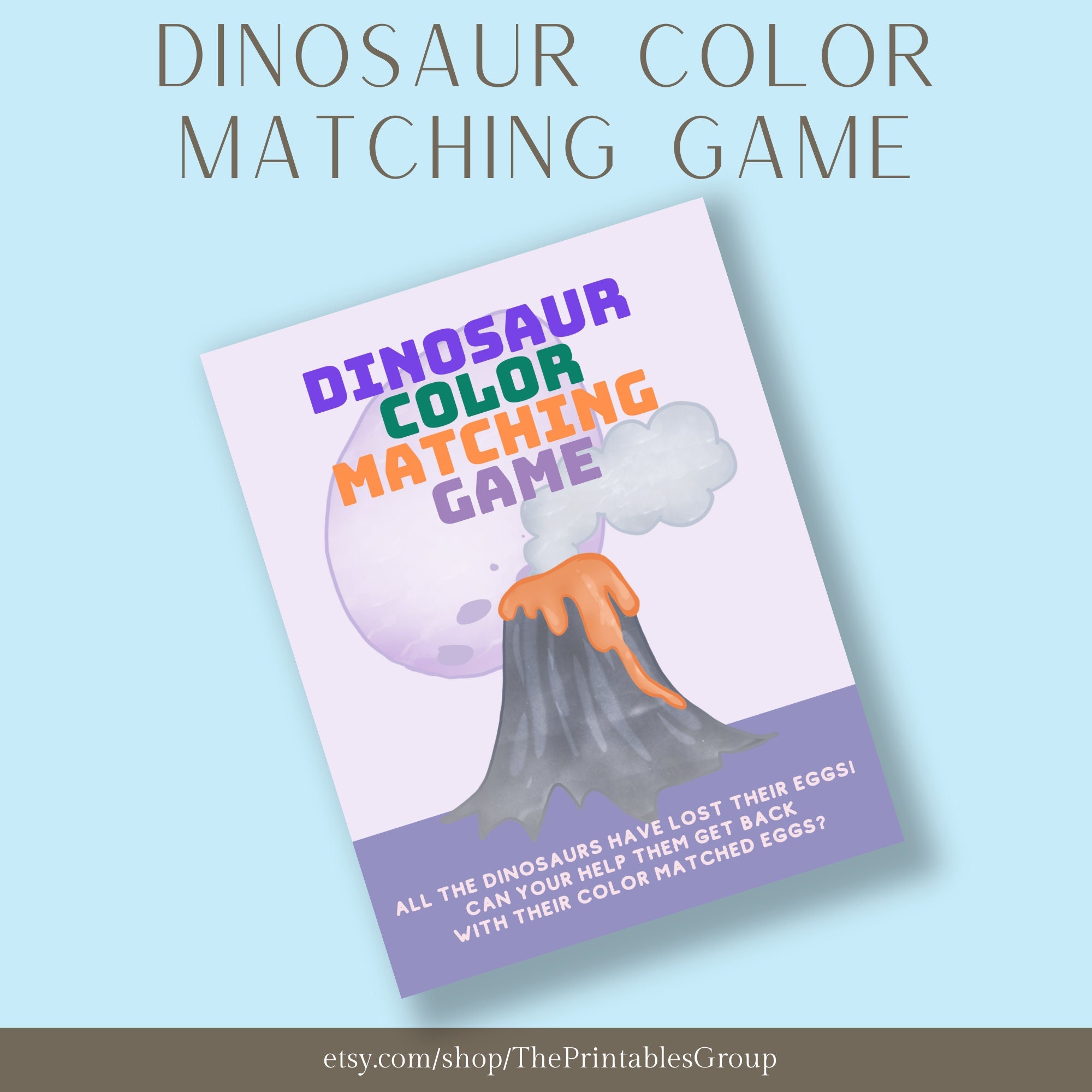 Dinosaur Color Matching Game Printable | Animal Color Matching ...