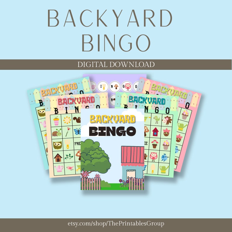 Backyard Bingo Printable, Outdoor Game for Kids, Bingo Cards Printable ...