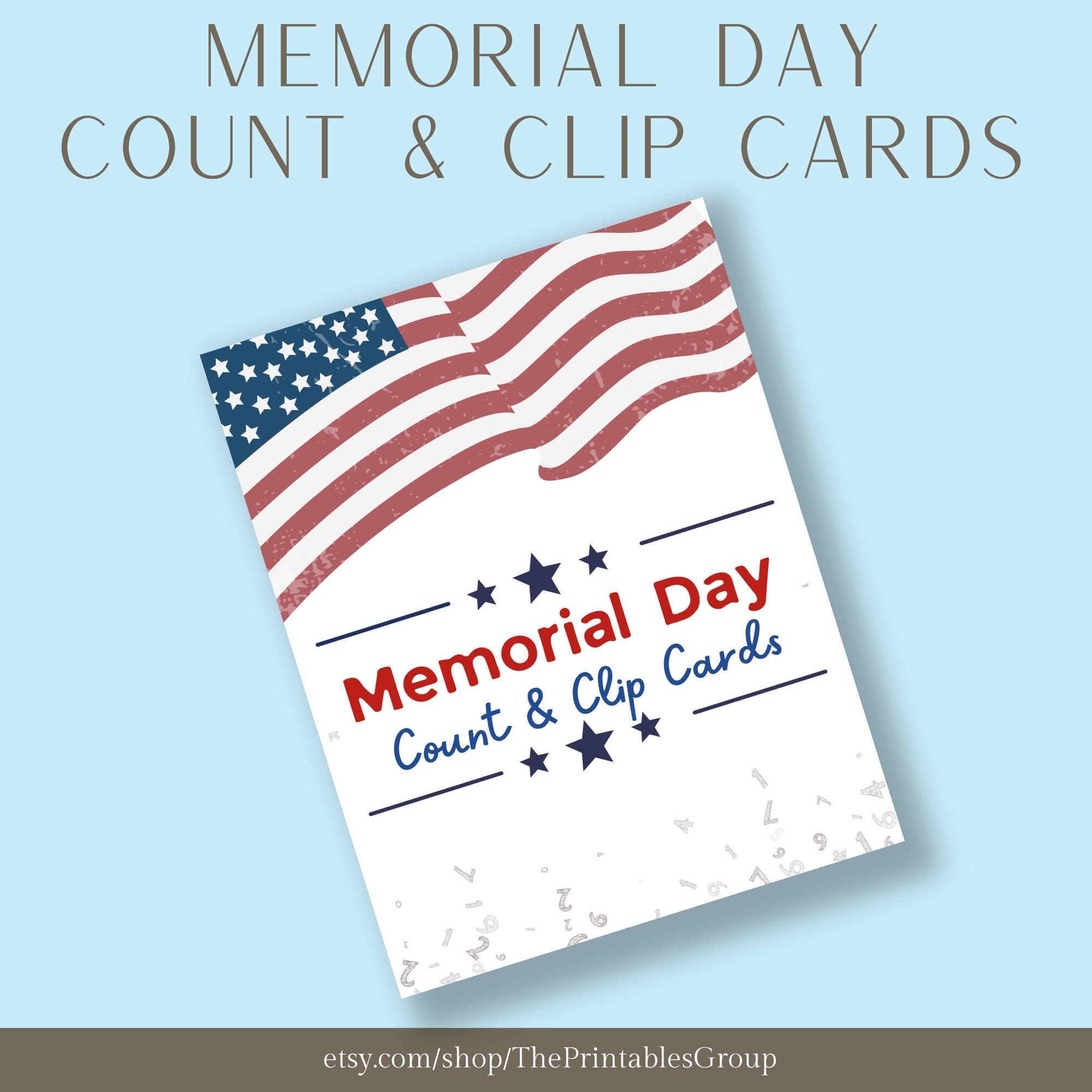 Memorial Day Count & Clip Cards Printable, Patriotic Games, Counting ...