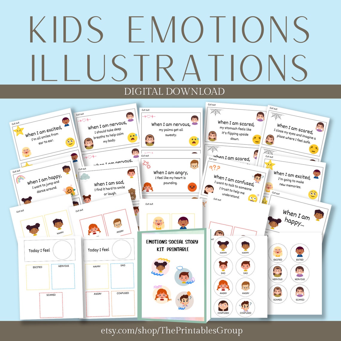 Emotions Social Story Kit Printable Feelings Flashcards - Etsy