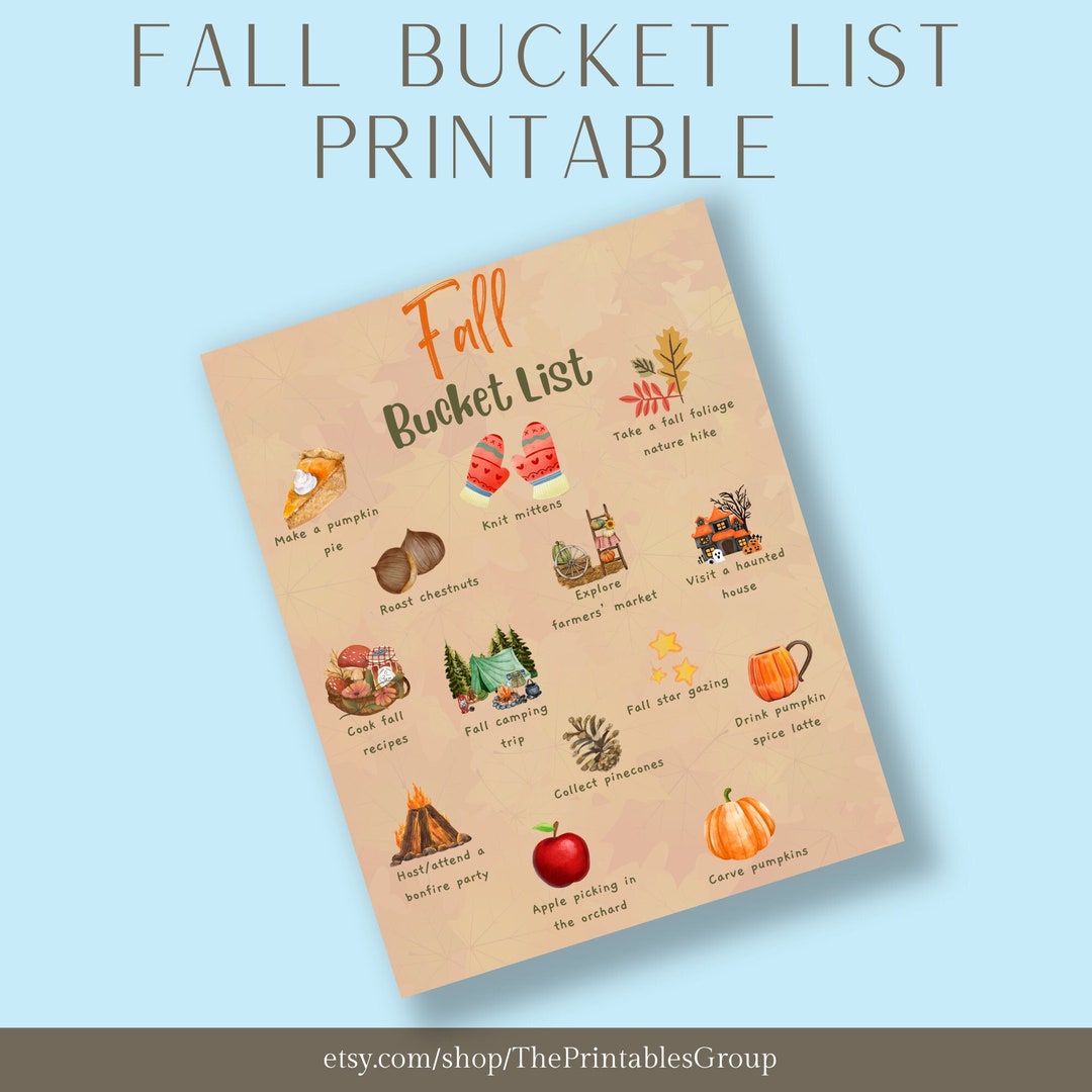 Fall Bucket List Printable, Fall Activities, Autumn Bucketlist, Harvest ...