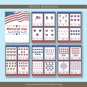 Memorial Day Count & Clip Cards Printable, Patriotic Games, Counting ...