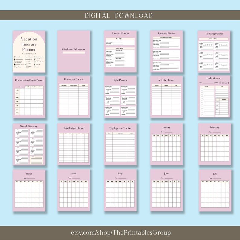 Vacation Itinerary Planner Printable | Trip Itinerary Templates ...