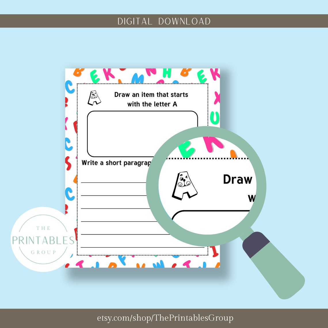 Alphabet Draw and Write Story Printable Creative Alphabet Learning ABC ...