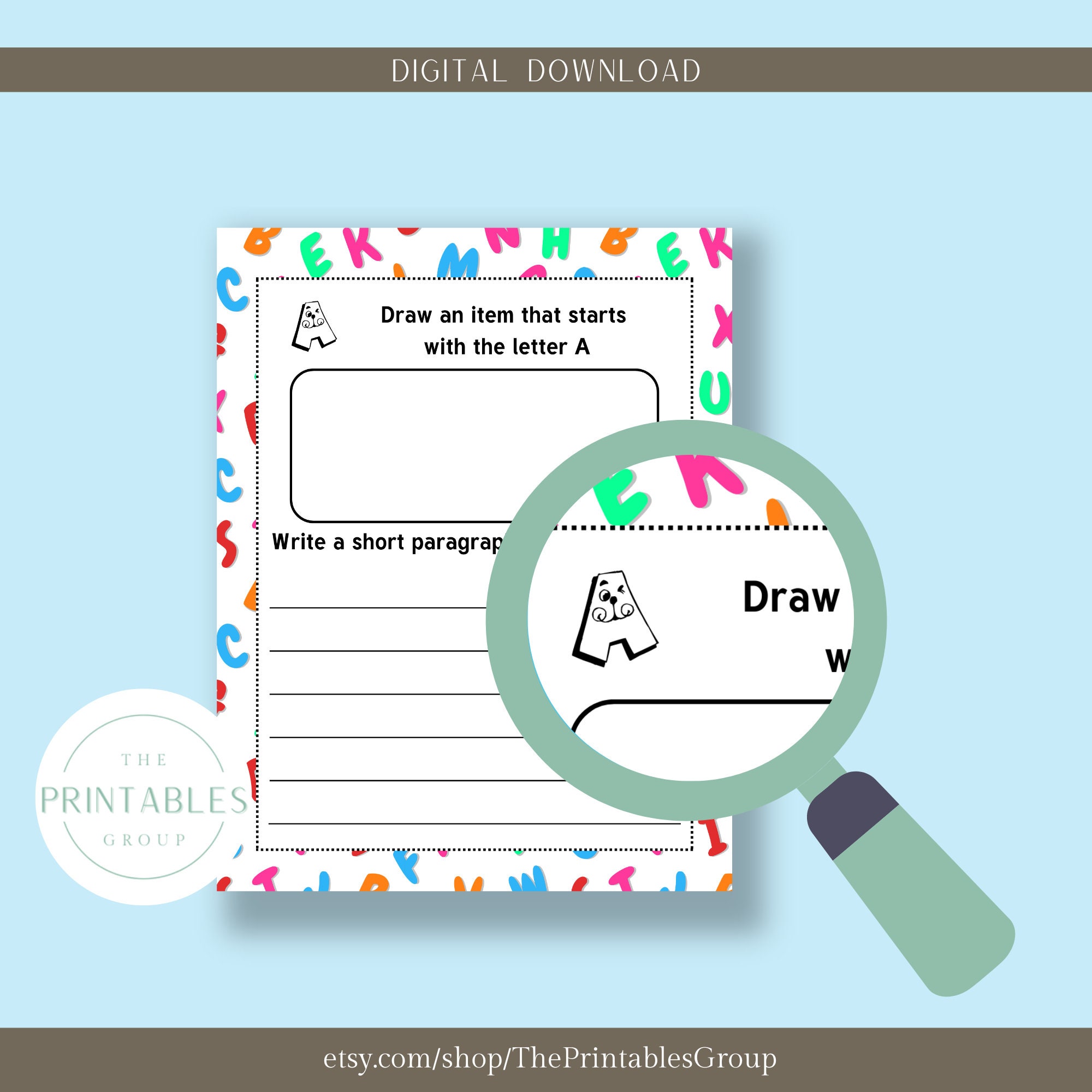 Alphabet Draw and Write Story Printable Creative Alphabet Learning ABC ...