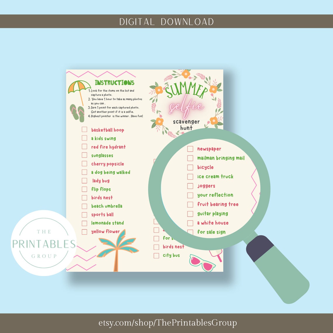 Summer Games Bundle | Summer Selfie Scavenger Hunt, Summer Charades ...