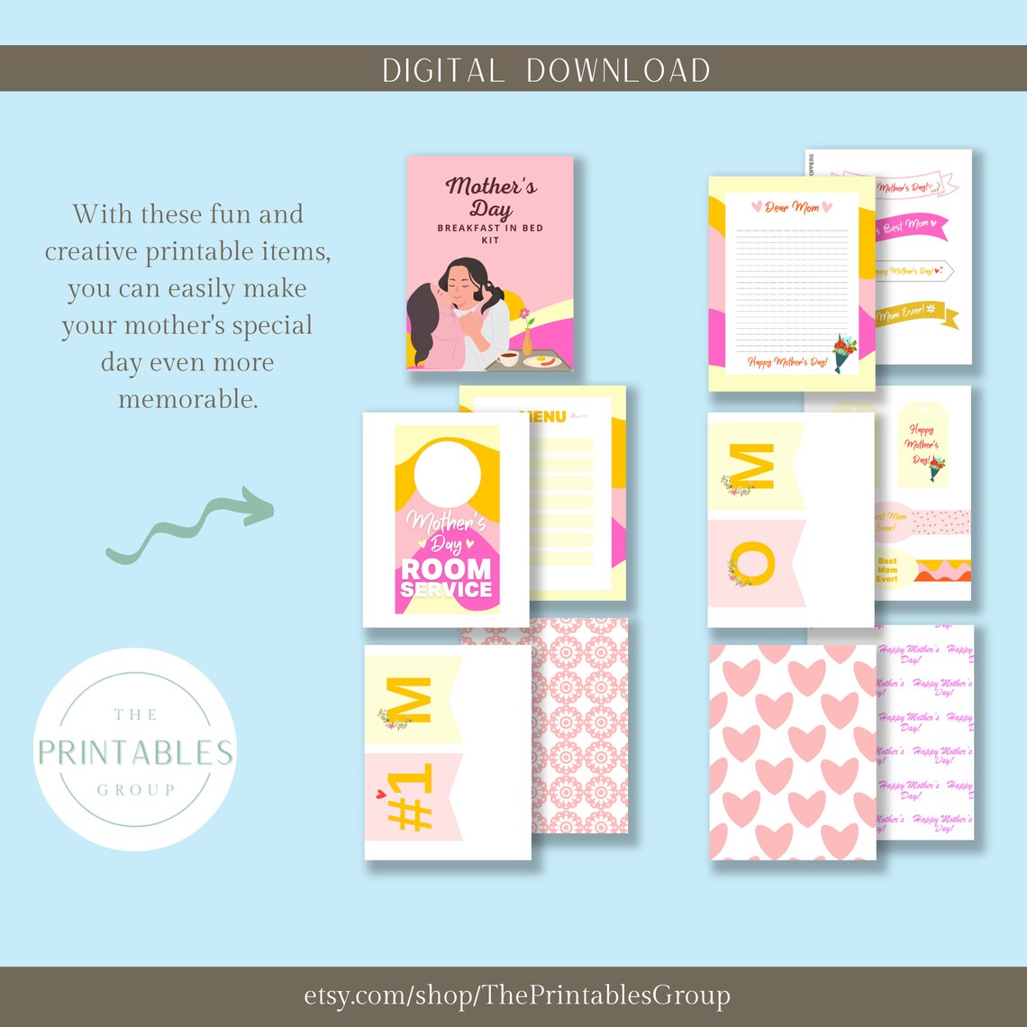 Mother's Day Breakfast in Bed Kit Printable | Mothers Day Celebration ...