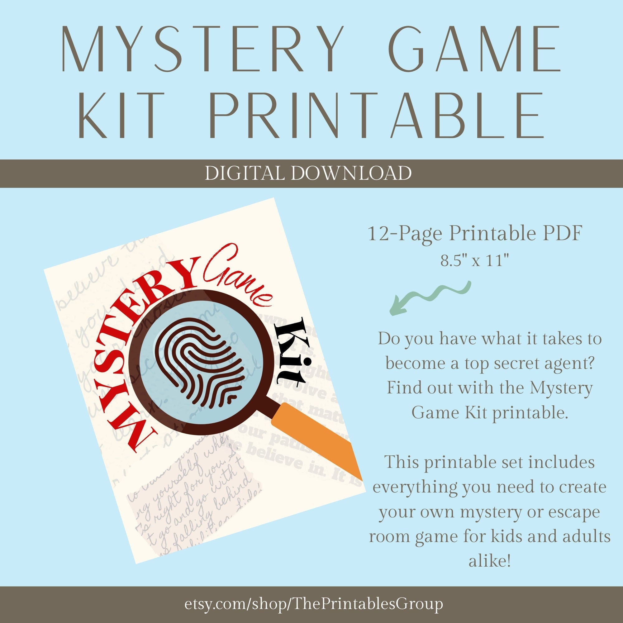 Mystery Game Pack Printable | Escape Room Printable Set | Detective ...
