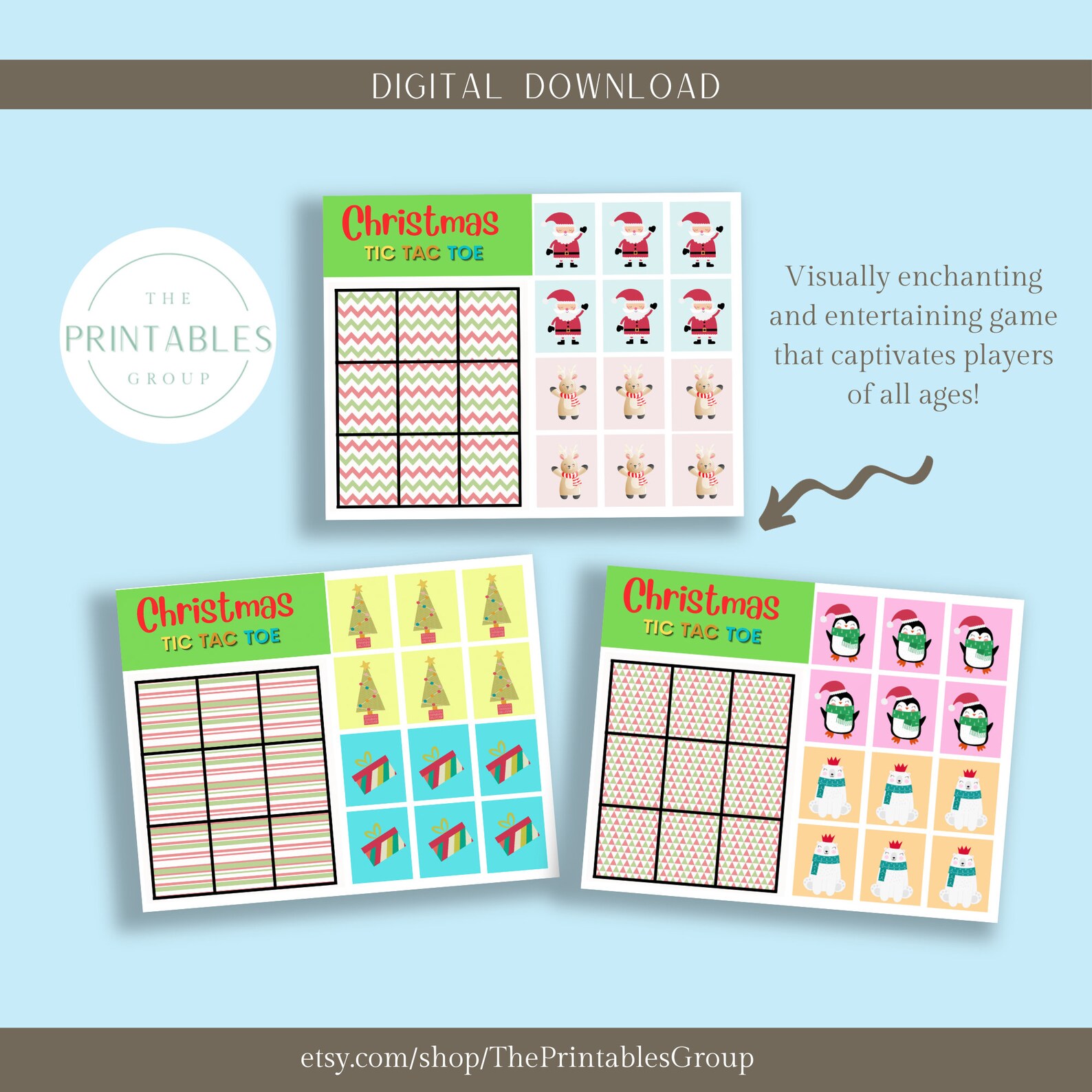 Christmas Tic Tac Toe | Christmas Game for Kids | Printable Holiday ...