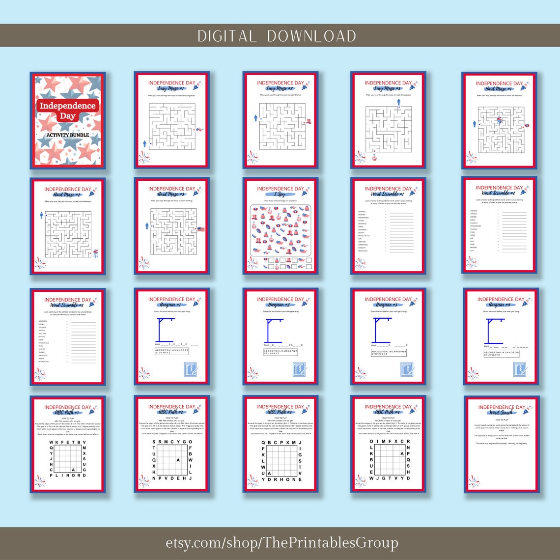 Independence Day Game Bundle Printable 4th of July Games - Etsy