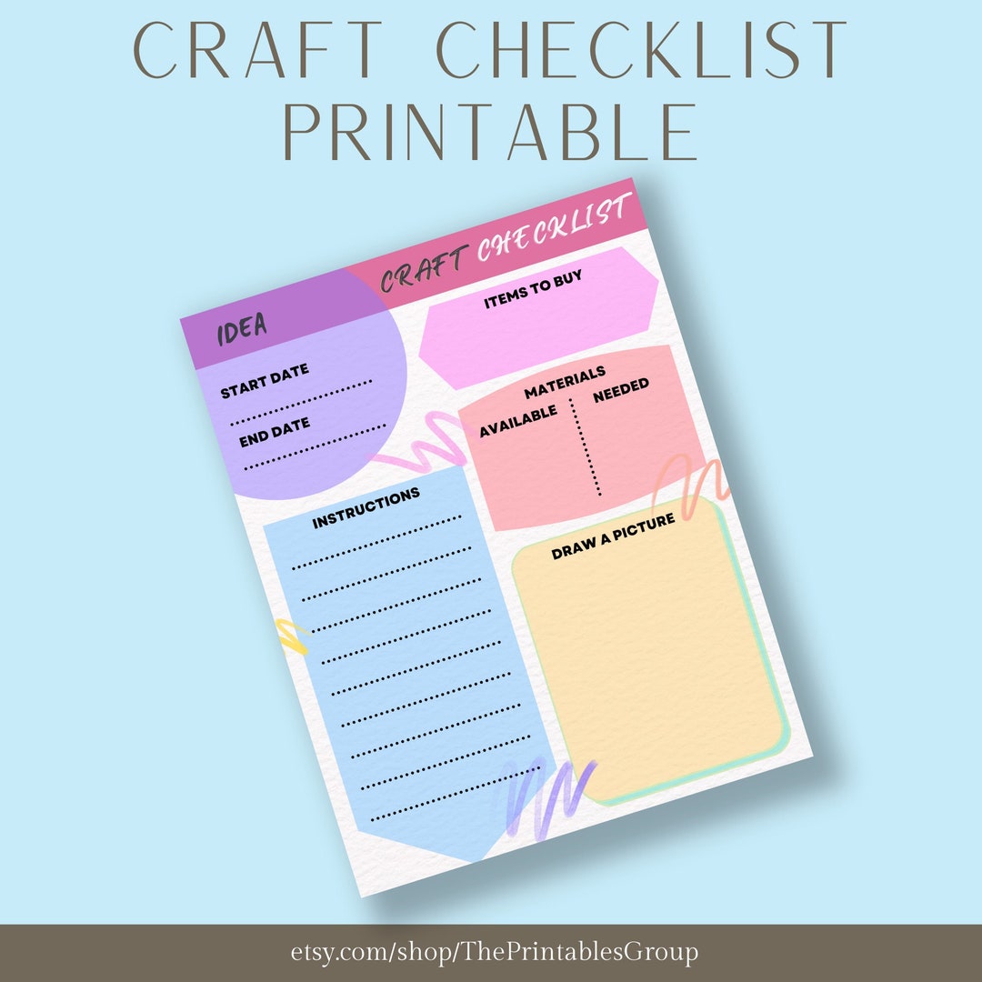 Craft Checklist Printable | Arts and Crafts Project Journal | Handmade ...