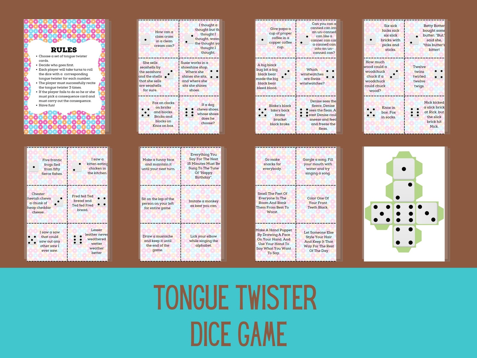 Tongue Twister Printable Activities | Tongue Twister Dice Game for Kids ...