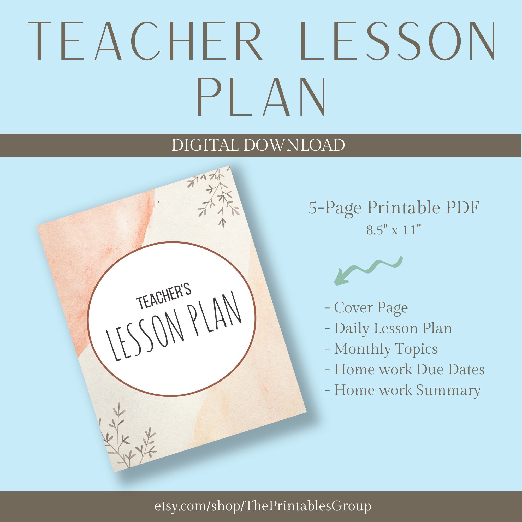 Teacher Lesson Plan Printable, Academic Lesson Planner, Teacher Binder ...