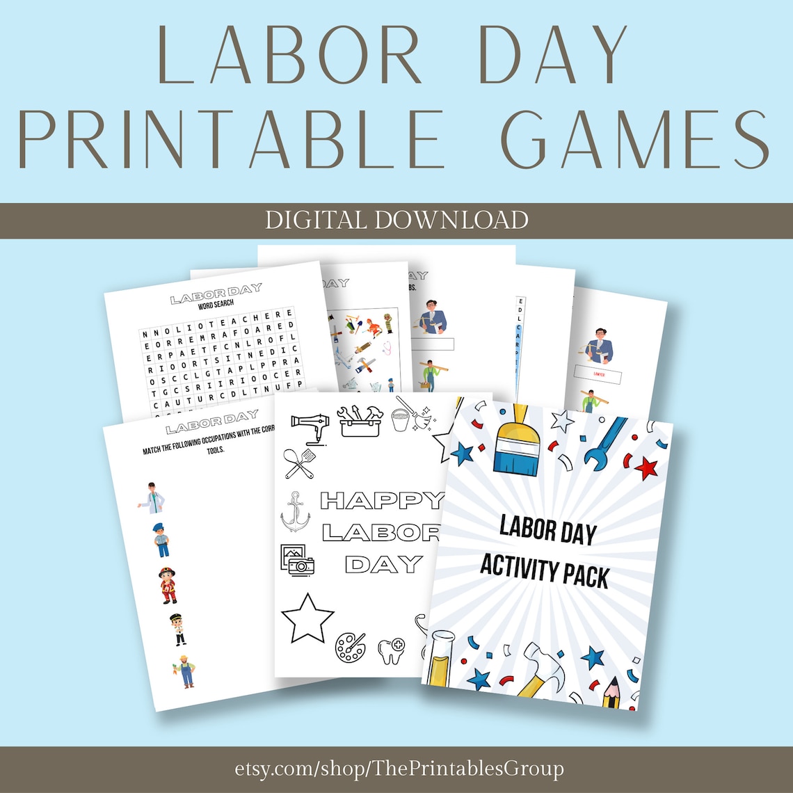 Labor Day Activity Pack Printable, Labor Day Printable Activities ...