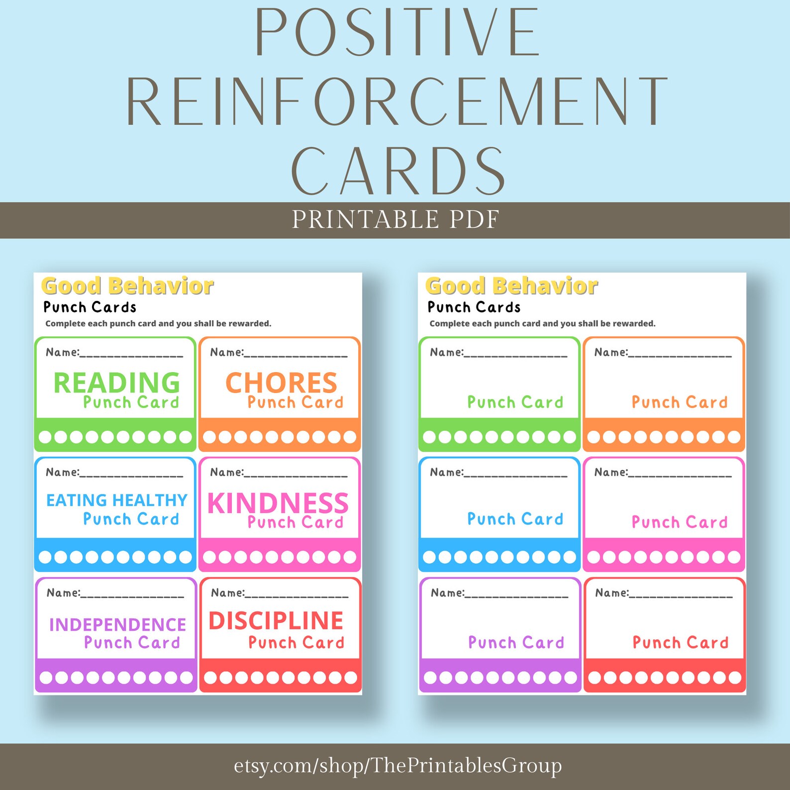 Good Behavior Punch Card Printable, Printable Behavior Tracker, Punch ...