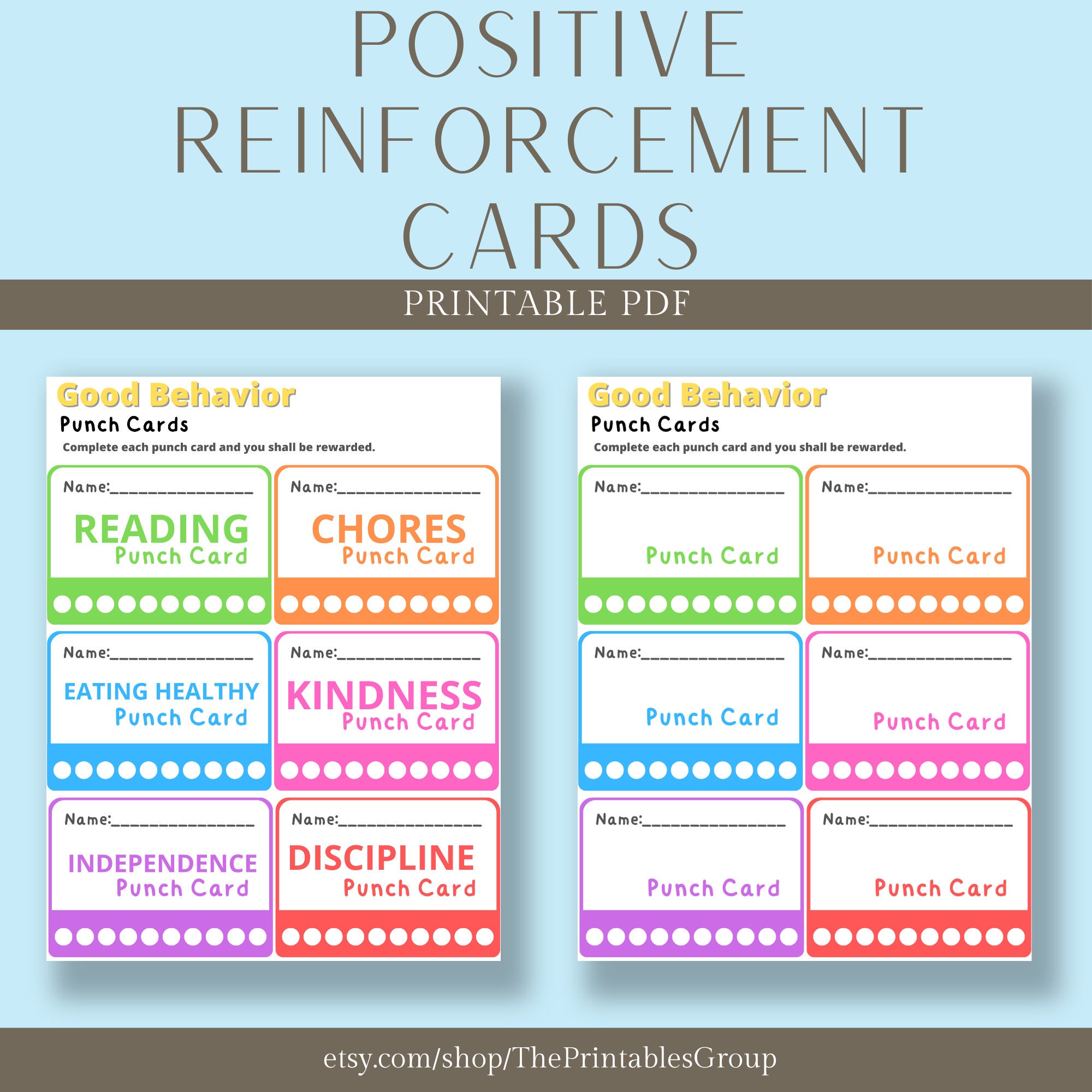 Good Behavior Punch Card Printable, Printable Behavior Tracker, Punch ...