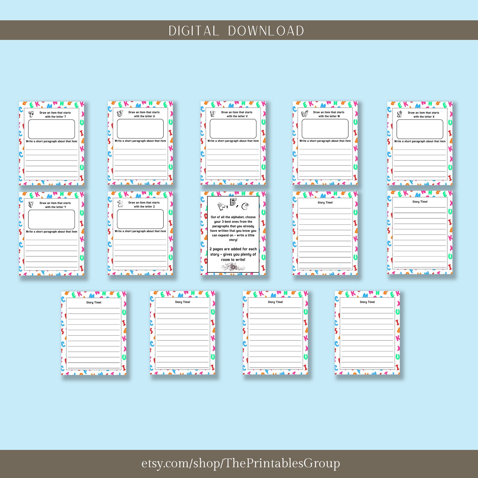 Alphabet Draw and Write Story Printable Creative Alphabet Learning ABC ...